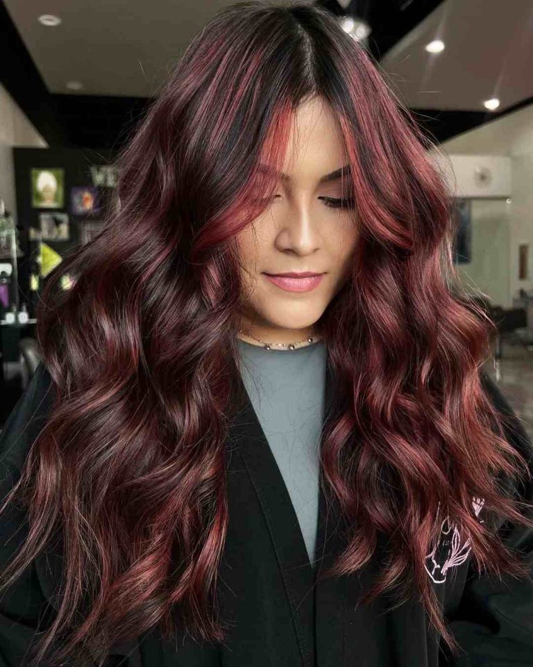 30 Mesmerizing Red Highlights On Dark Hair For A Fiery Makeover ...